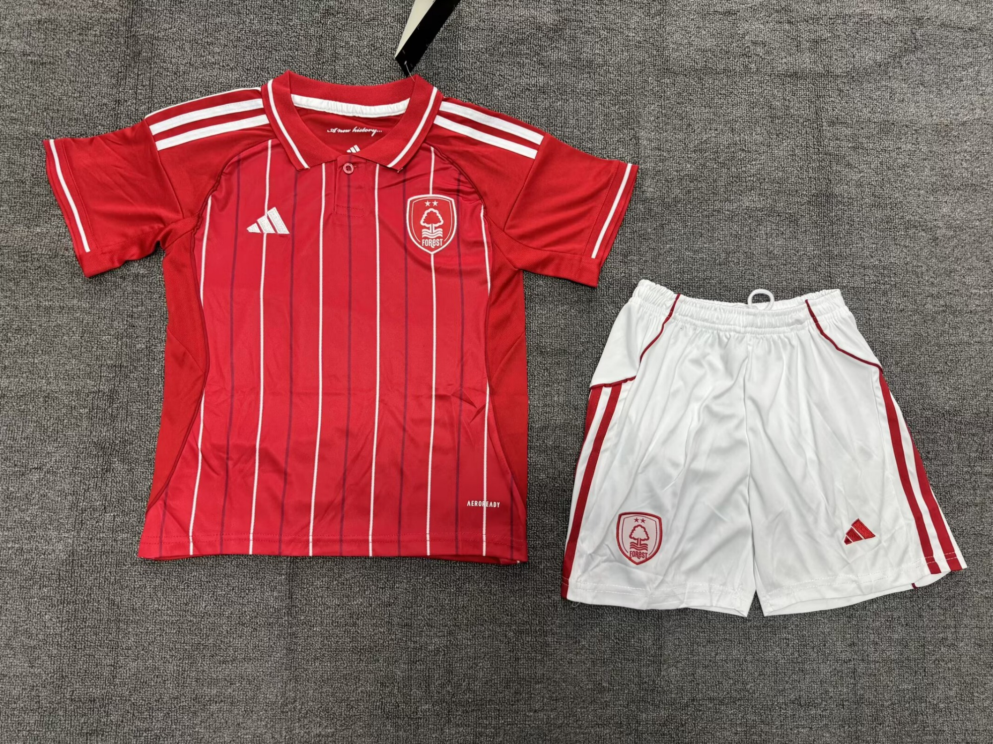 Kids 2025/26 Nottingham Forest Home Red Kids/Youth Soccer Uniform-A
